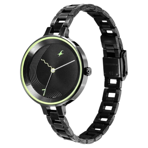 Fastrack Stunners Quartz Analog Black Dial Metal Strap Watch for Girls ...